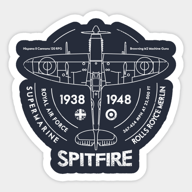 Vintage RAF Spitfire WW2 Fighter Plane - Spitfire - Sticker | TeePublic