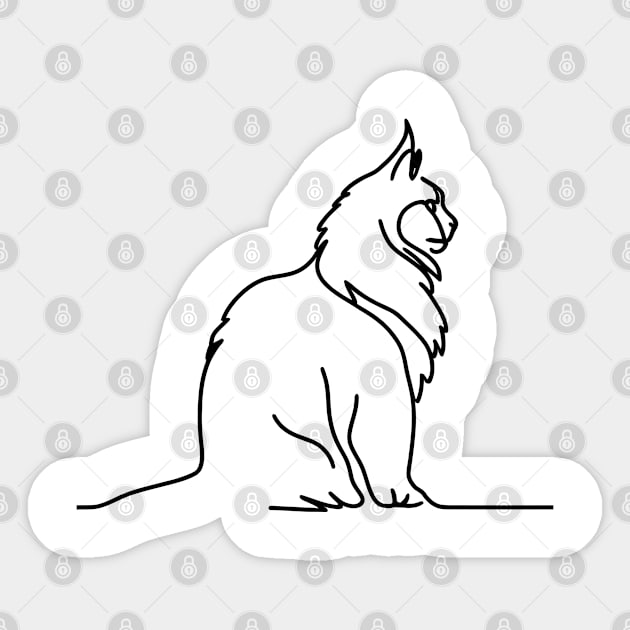 Maine Coon Line Drawing - Maine Coon - Sticker | TeePublic