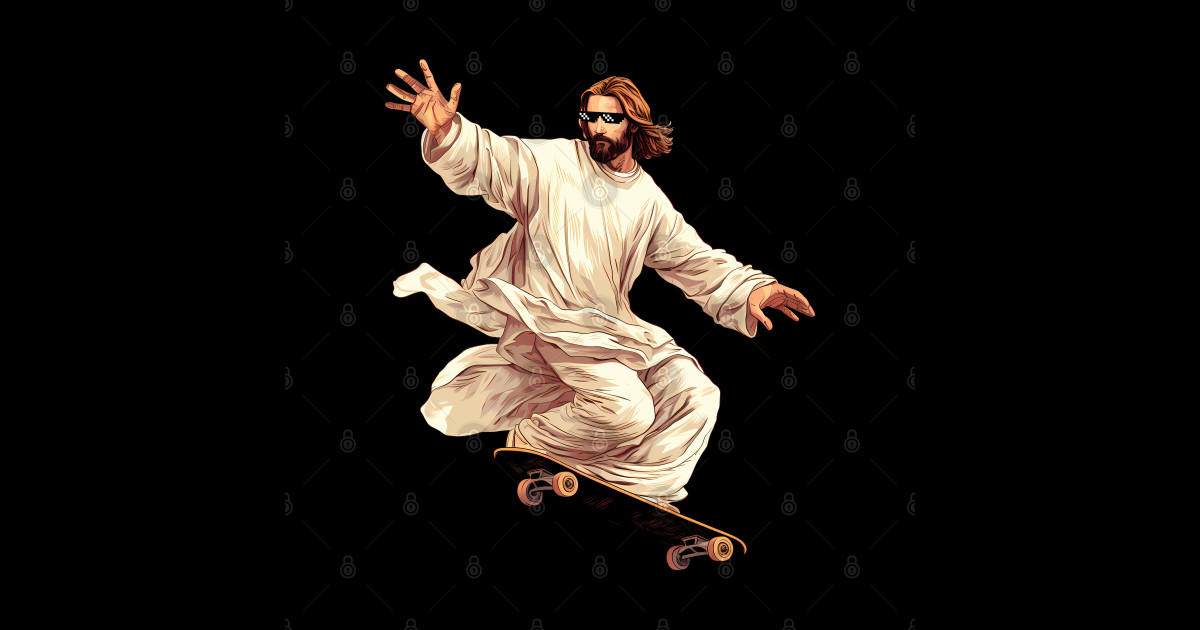 Jesus Skate Shred with Thug Life glasses - Jesus Skate - Sticker ...