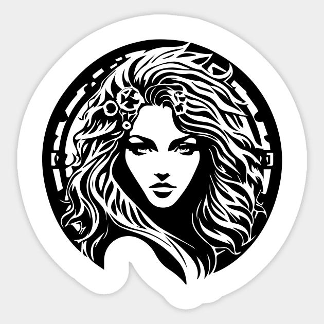 Woman's Face - Black and White Graphic Design - Woman Face - Sticker ...