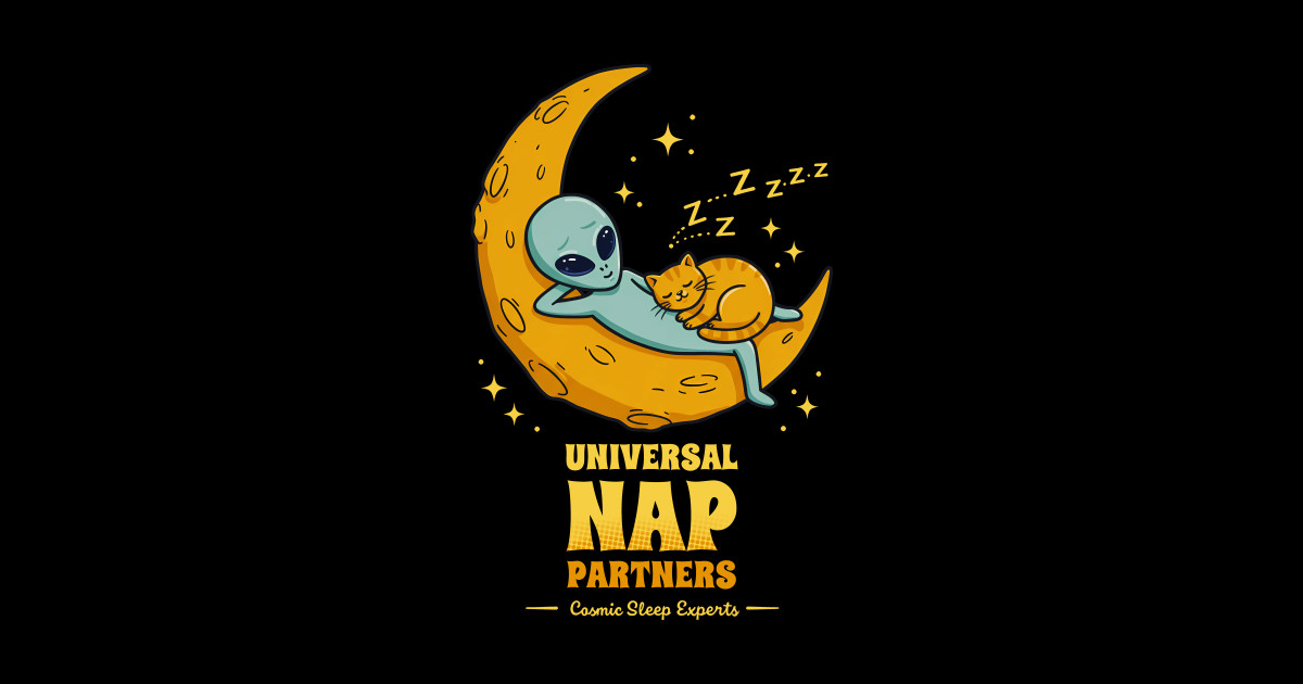 Alien and Cats - Universal Nap Partners - Alien Cat - Sticker | TeePublic