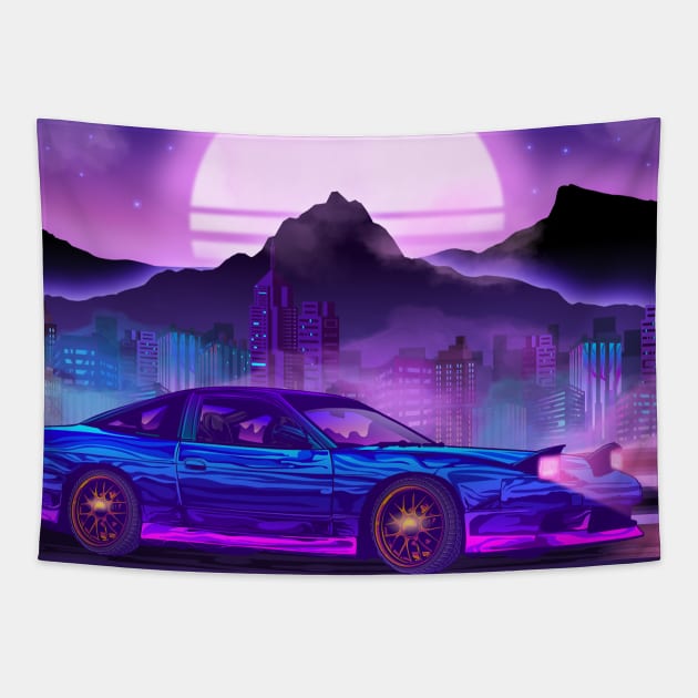JDM Mazda RX7 Synthwave - Jdm Mazda Rx7 Synthwave - Tapestry | TeePublic