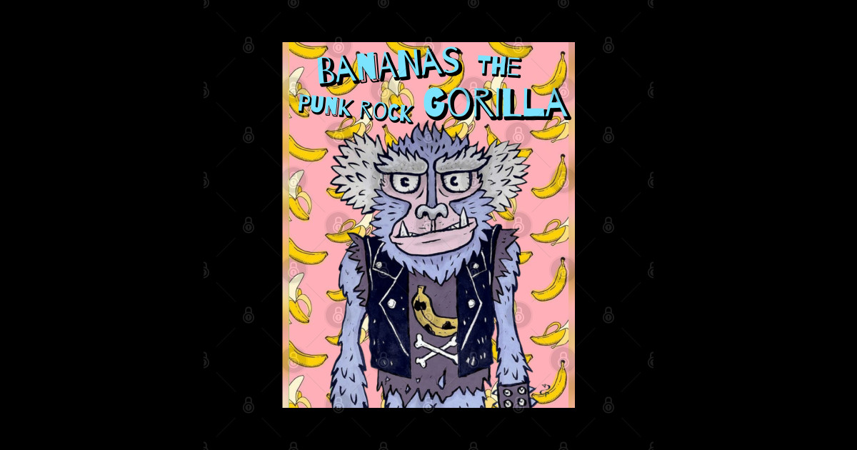 BANANAS the Punk Rock Gorilla - Gorilla - Sticker | TeePublic