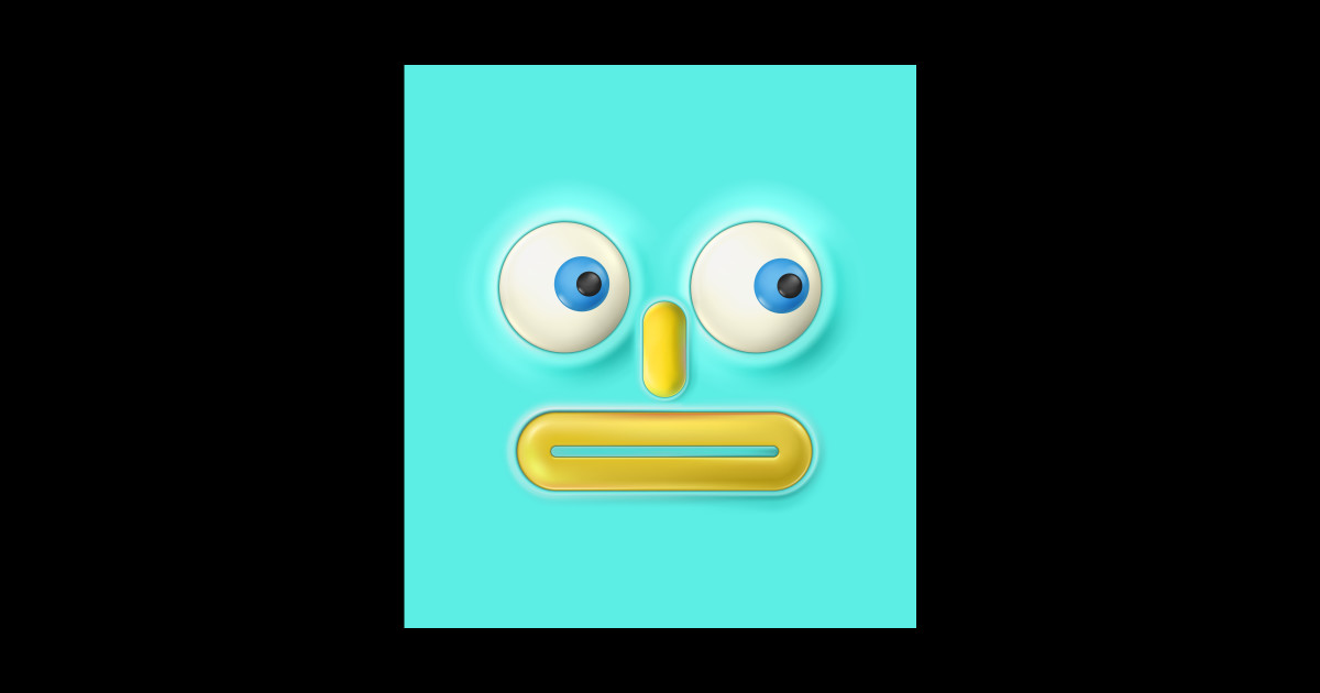 Displeased emoticon on a turquoise background. - Smile - Sticker ...