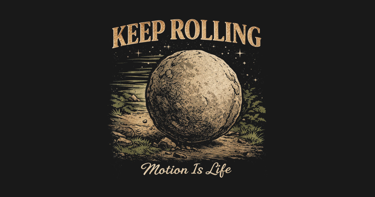 Keep Rolling Stone Path Design - Motivational Nature Art - T-Shirt ...