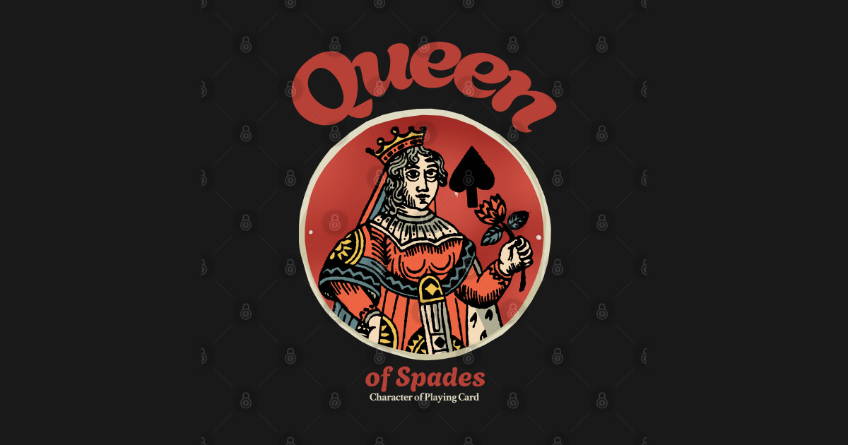 Antique Character of Playing Card Queen of Spades - Vintage Retro - T ...