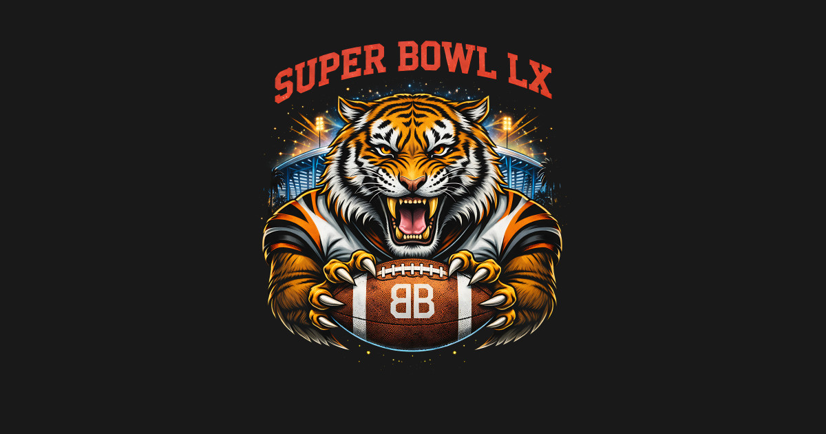 Super Bowl LX 2026 Angry Tiger Football Stadium Graphic - Super Bowl ...