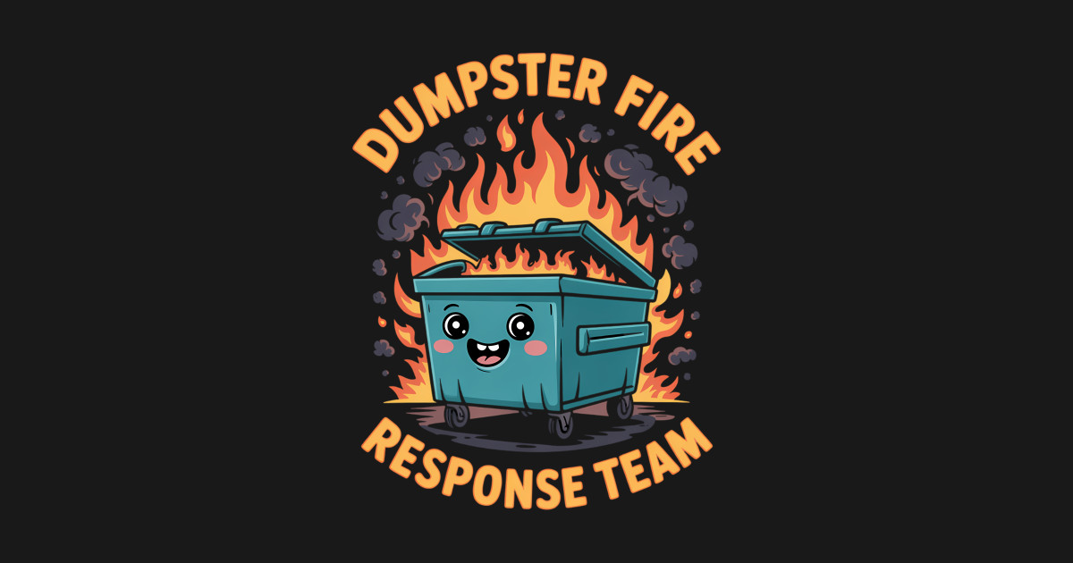 Dumpster Fire Response Team Chaos Funny Meme Kawaii Employee Team