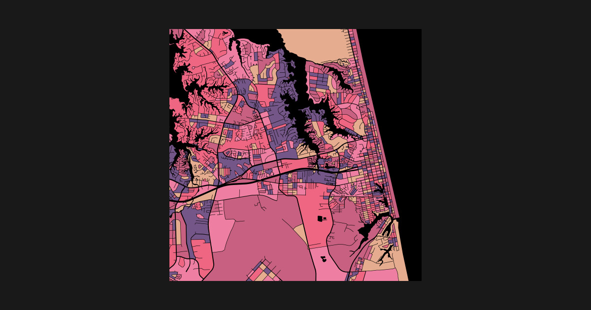 Virginia Beach Map Pattern in Purple & Pink - Virginia Beach Map - T ...
