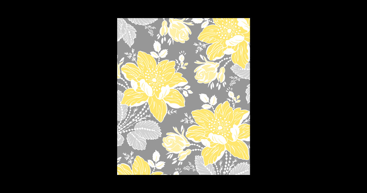 Yellow Grey Flowers Pattern - Yellow - Sticker | TeePublic