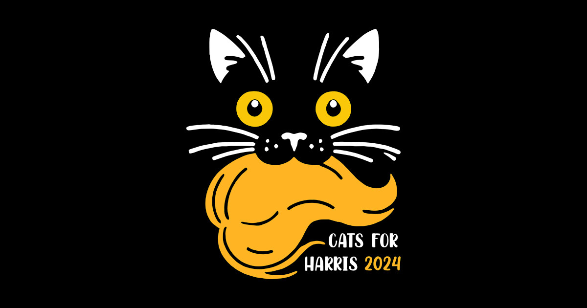 Cats For Harris 2024, Halloween Cat Lady With Trump Hair - Cats For ...