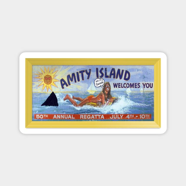 Jaws — Amity Billboard (with graffiti) - Jaws - Magnet | TeePublic