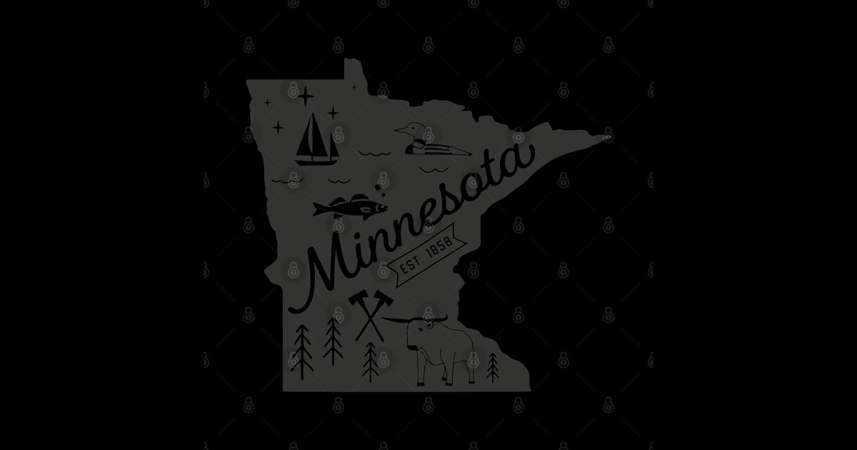 Minnesota State Graphic - Minnesota - Sticker | TeePublic
