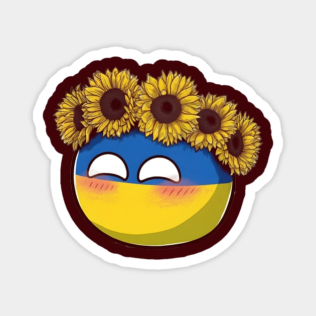 Ukraineball Polandball Countryball Sunflower Art - Ukraine - Magnet ...