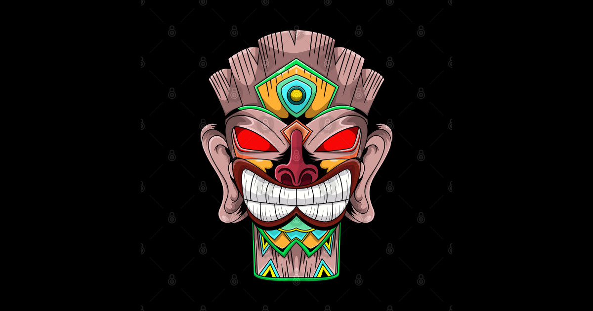 Tiki Mask Long Neck - Tiki Mask Long Neck - Sticker | TeePublic
