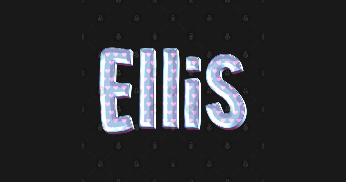 Tiny Hearts in Blue Ellis Name Label - Tiny Hearts In Blue Ellis Name ...