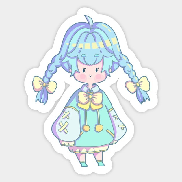Blue And Yellow Chibi Girl, No Background - Kawaii Chibi - Sticker ...