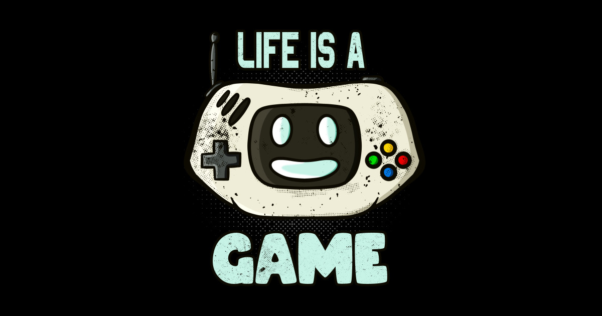 Life Is A Game Cartoon Gaming Console Face - Computer Games - Posters ...