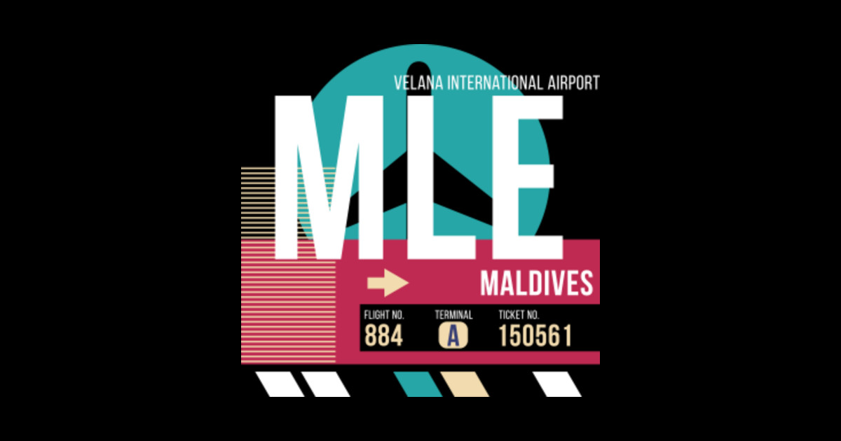 Maldives (MLE) Airport Code Baggage Tag E - Maldives - Sticker | TeePublic