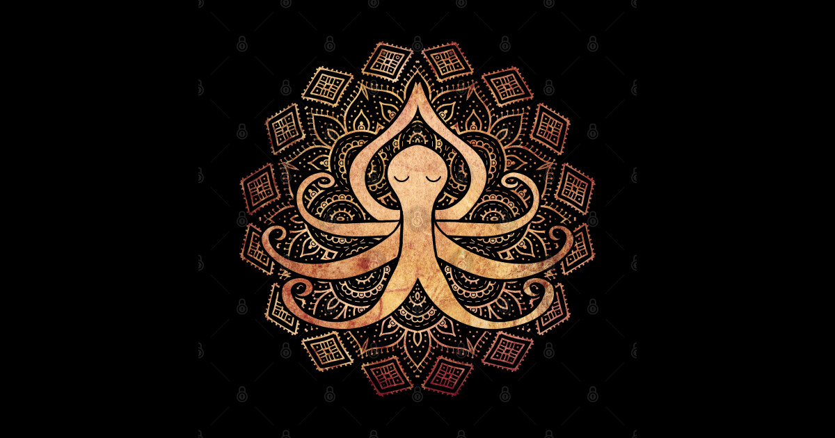 Golden Zen Octopus Meditating - Octopus - T-Shirt | TeePublic
