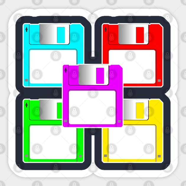 Colourful Floppy Disks - Floppy Disk - Sticker | TeePublic