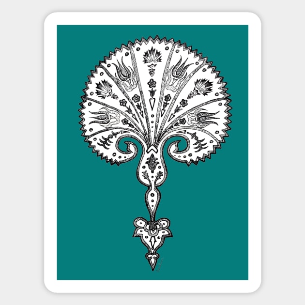 Ink drawing - Persian fan ornament - Ornate - Sticker | TeePublic