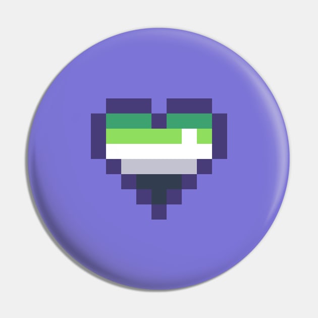 Aromantic Heart Pride Flag Pixel Art - Aromantic Pride - Pin | TeePublic