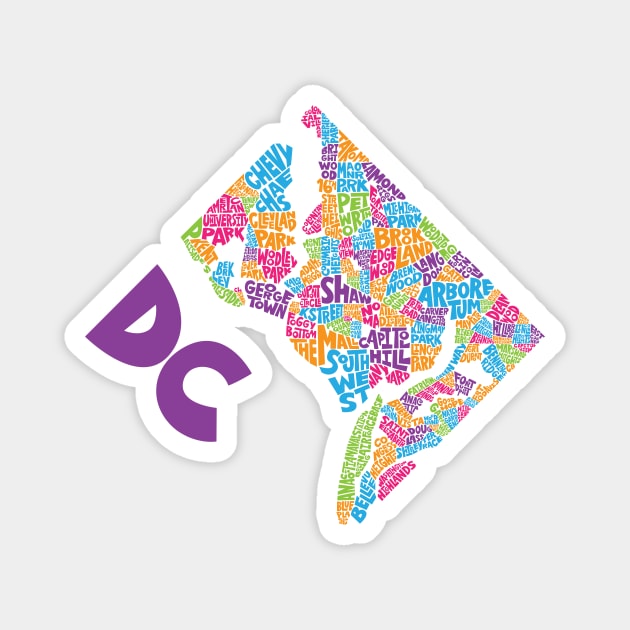 Washington DC Neighborhoods Cute Colors - Washington Dc Map - Magnet ...