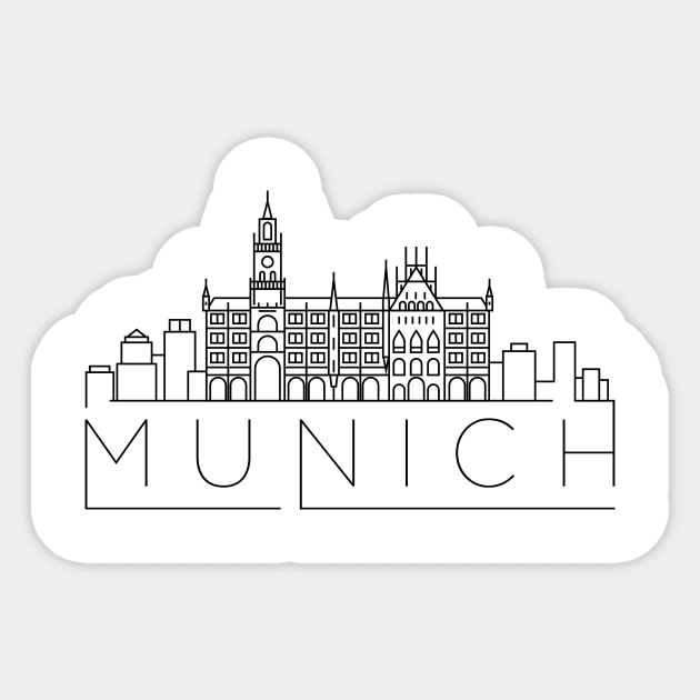 Munich Minimal Skyline - Munich - Sticker | TeePublic