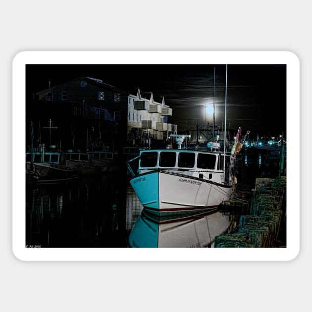 Moon Lit Harbor - Architecture - Sticker | TeePublic
