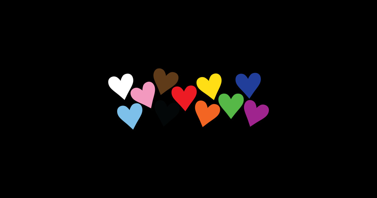 Progress Pride Hearts of Love - Inclusive Hearts - Sticker | TeePublic