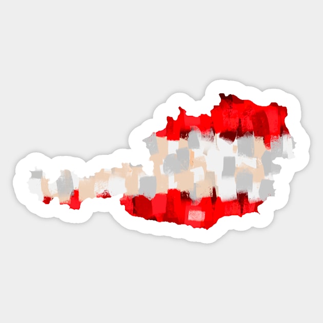 Austrian Flag Map - Austria - Sticker | TeePublic