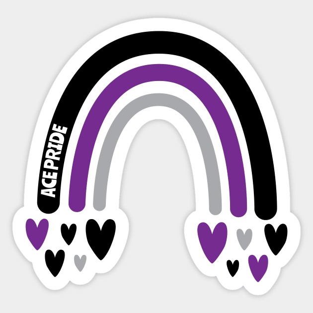 Ace Pride Awareness Rainbow with hearts - Team Tsunami - Sticker ...