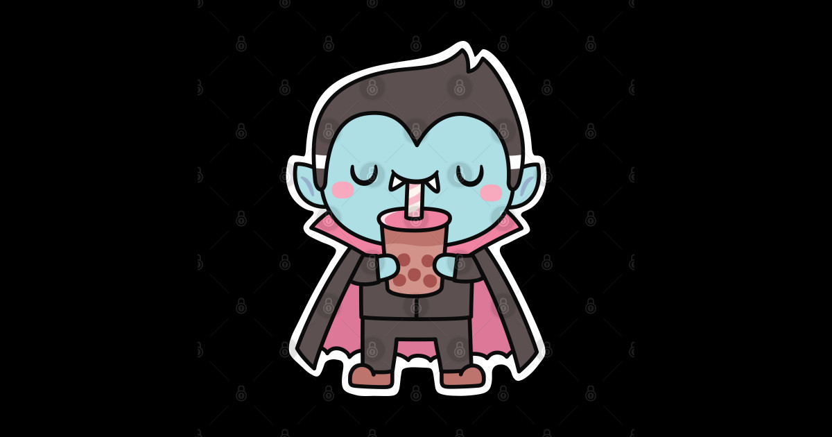 Cute Vampire Sucking Bubble Tea - Cute Vampire - Sticker | TeePublic