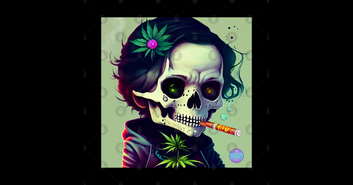 WEED SKELETON - Weed Smoking - Sticker | TeePublic