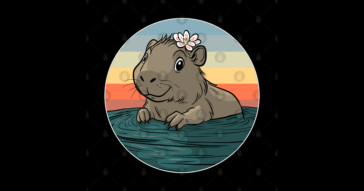 Capybara vibes funny cute cartoon - Capybara - Sticker | TeePublic