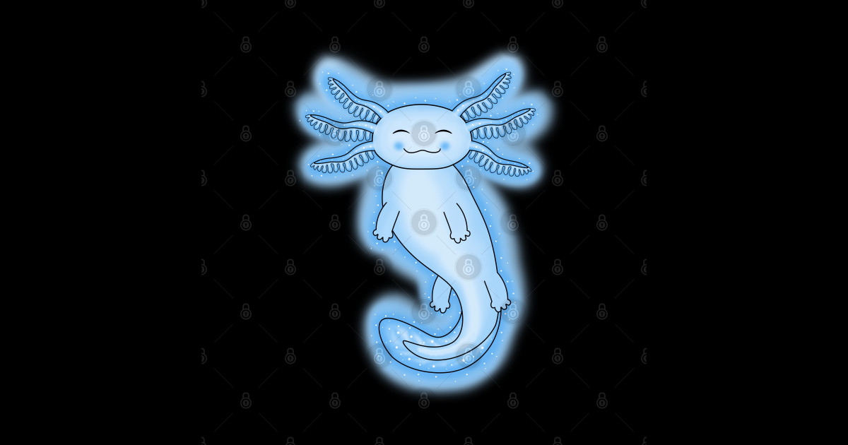 Cool blue / Cyan axolotl swimming - Axolotl - Sticker | TeePublic