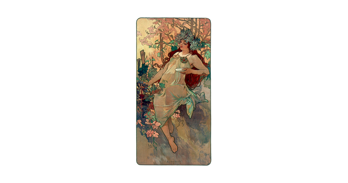 Autumn Fall Woman Personified 1896 Alphonse Mucha - Seasons Autumn Fall ...