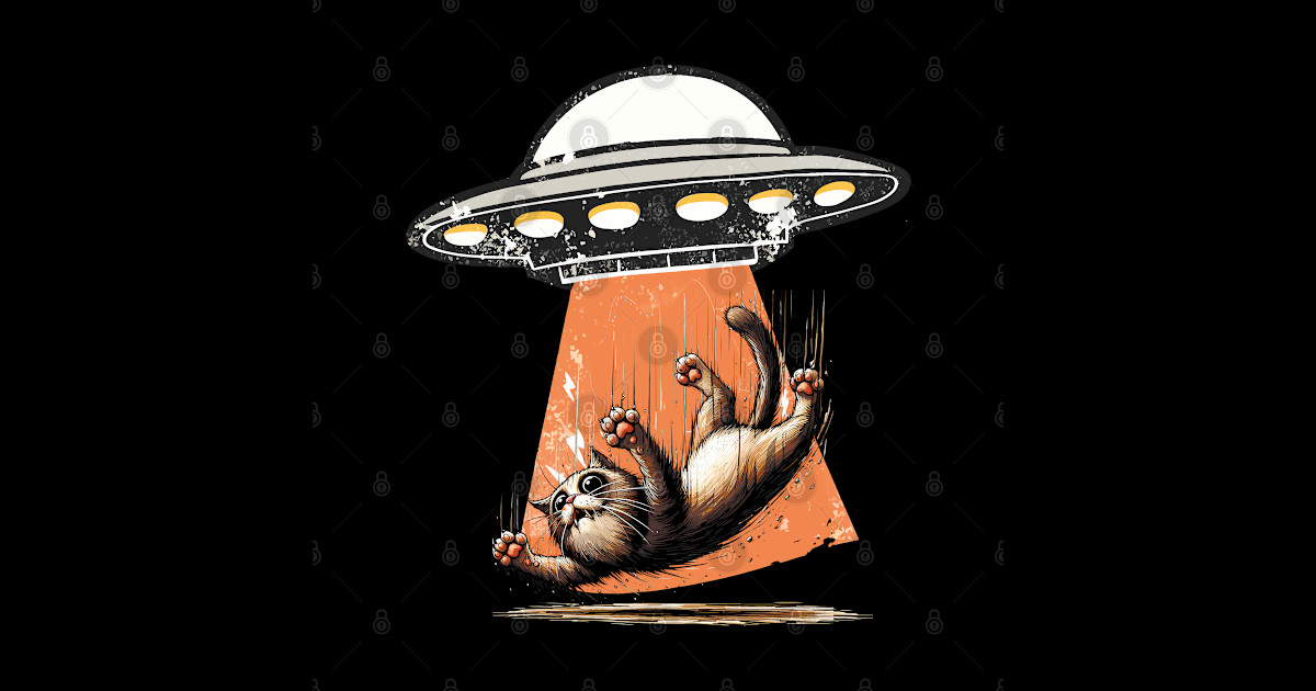 UFO Cat Abduction - Ufo - Sticker | TeePublic