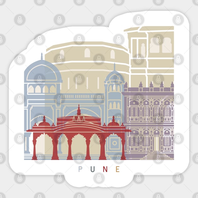 Pune skyline poster - Skyline - Sticker | TeePublic
