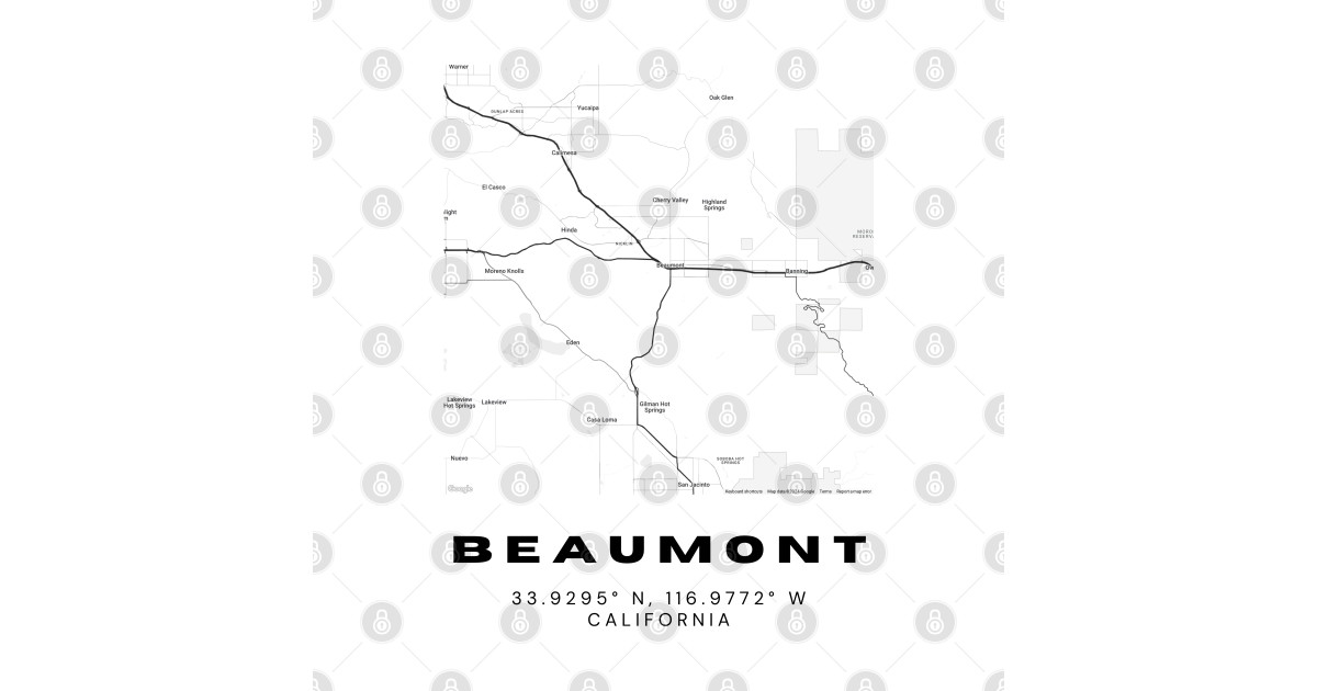 Minimalist Beaumont Map Art - California City Coordinates Design ...