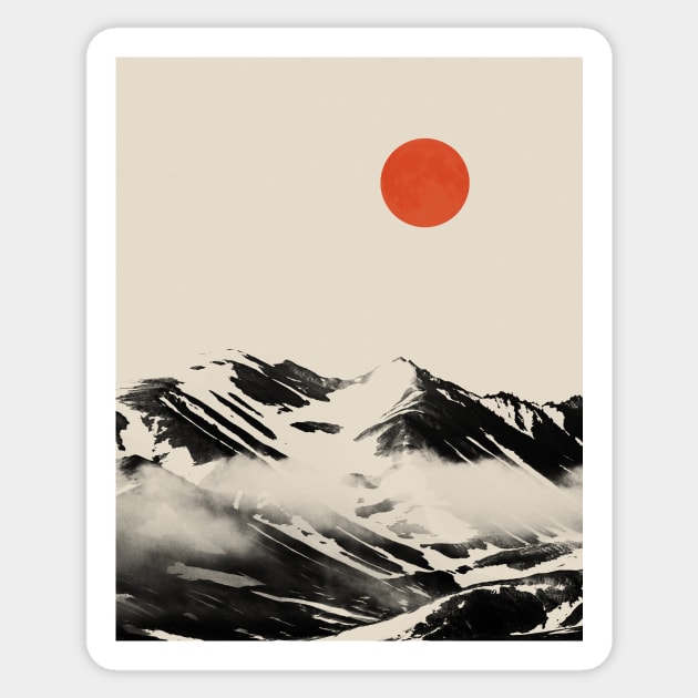Red moon Minimal landscape 2 - Landscape - Sticker | TeePublic