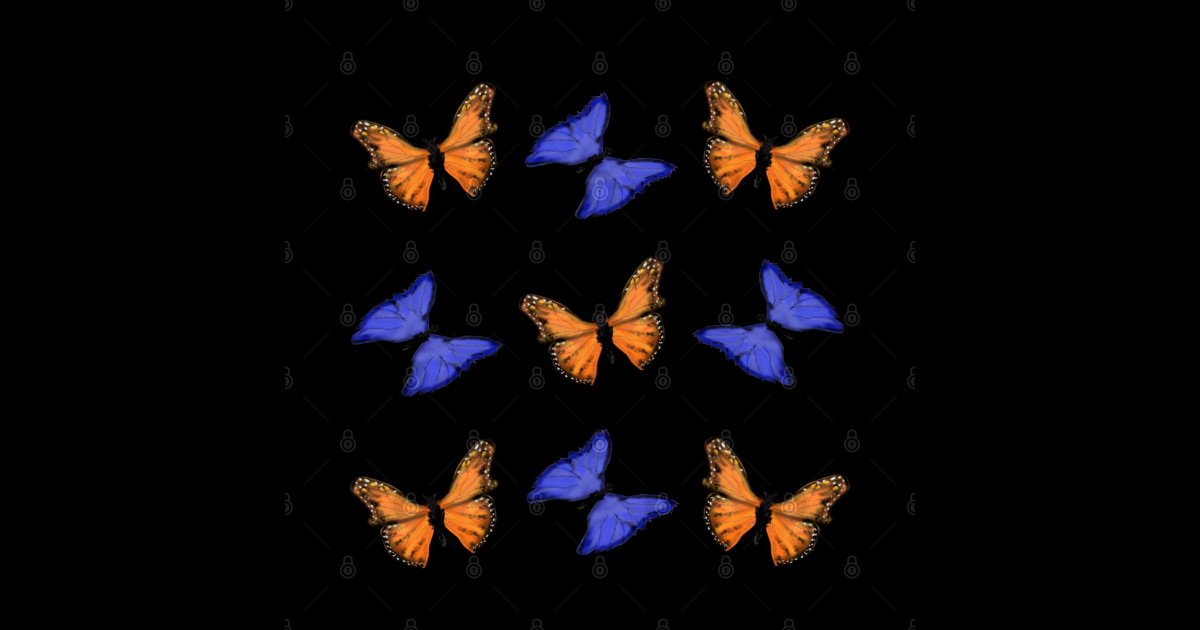 Orange and Blue Monarch Butterflies - Butterfly - Sticker | TeePublic