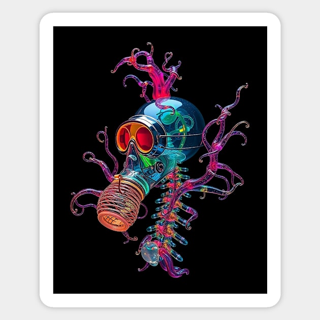 Neon Gas Mask - Skull - Sticker | TeePublic