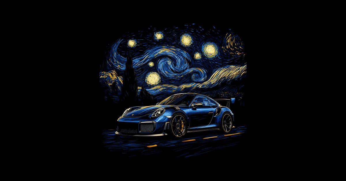Porsche 911 GT2 RS Van Gogh - Porsche - Sticker | TeePublic