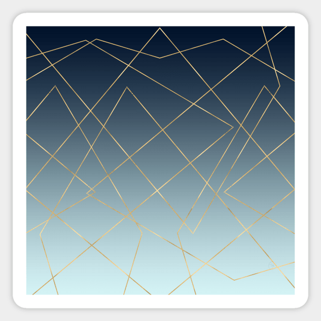 Geometric Gold Lines Blue Gradient Design - Geometric Gold Lines ...
