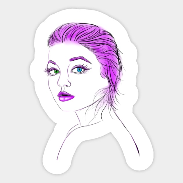 Purple Hair Girl! - Girl - Sticker | TeePublic
