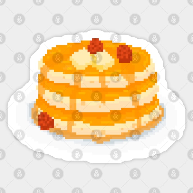 Fluffy Pancakes Pixel Art - Pancakes Butter And Syrup - Sticker | TeePublic