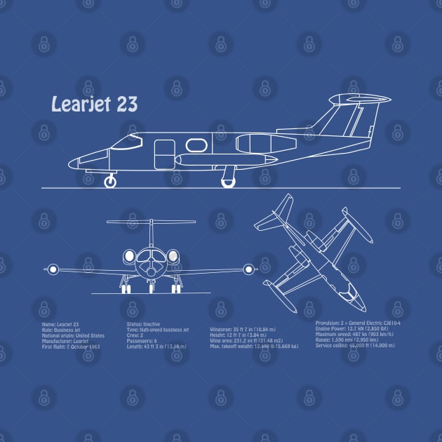 Learjet 23 - Airplane Blueprint Plan - ADpng - Learjet 23 - T-Shirt ...