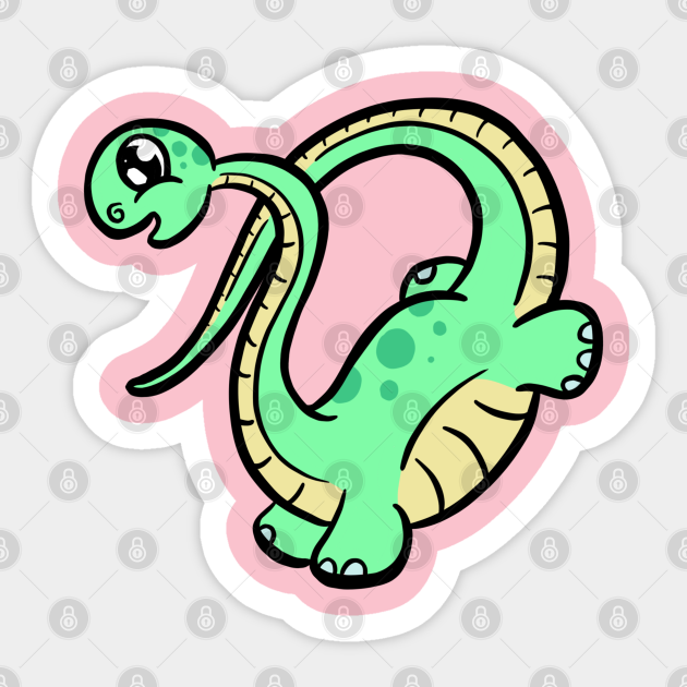 Cute Happy Green diplodocus dinosaur cartoon - Dinosaur - Sticker ...